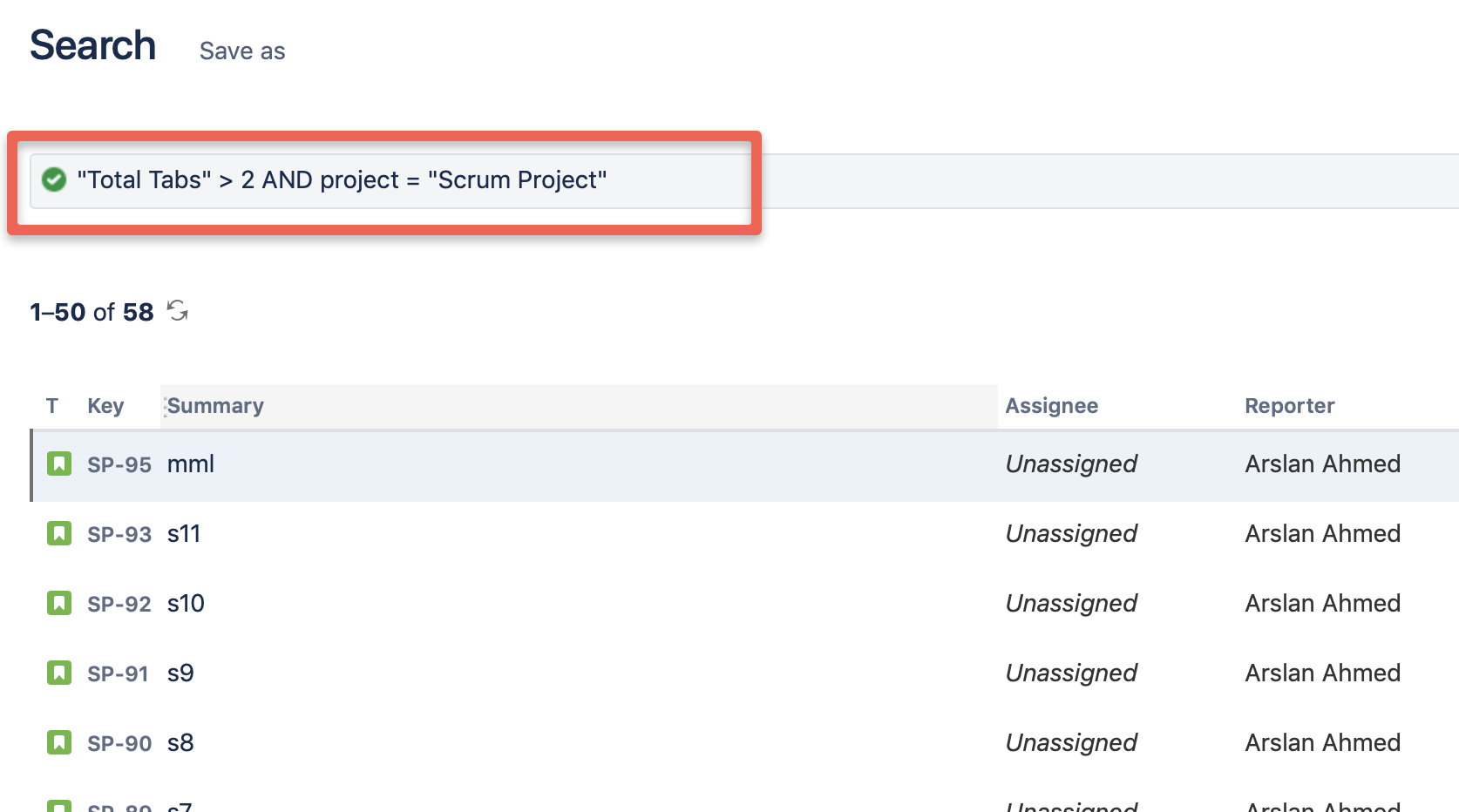 Checklist Search using JQL